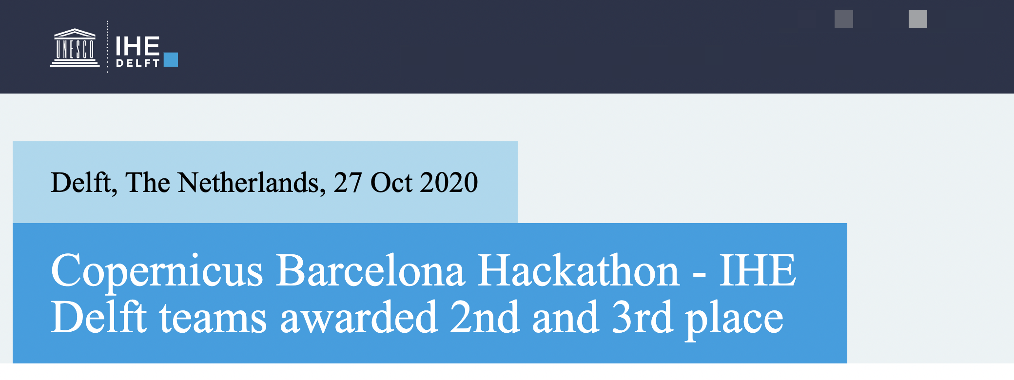 Copernicus Barcelona Hackathon - IHE Delft teams awarded 2nd and 3rd place | JAVED ALI